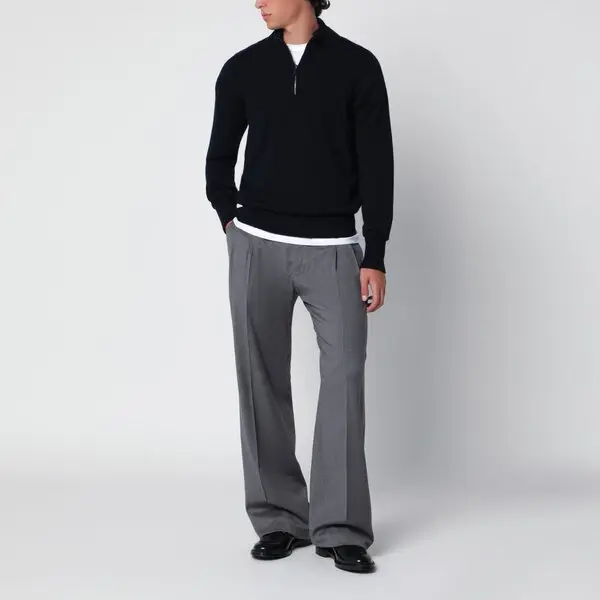 DRUMOHR Navy Wool Half-zip Jumper