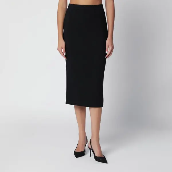 Dolce & Gabbana Midi Skirt In Virgin Wool - Black