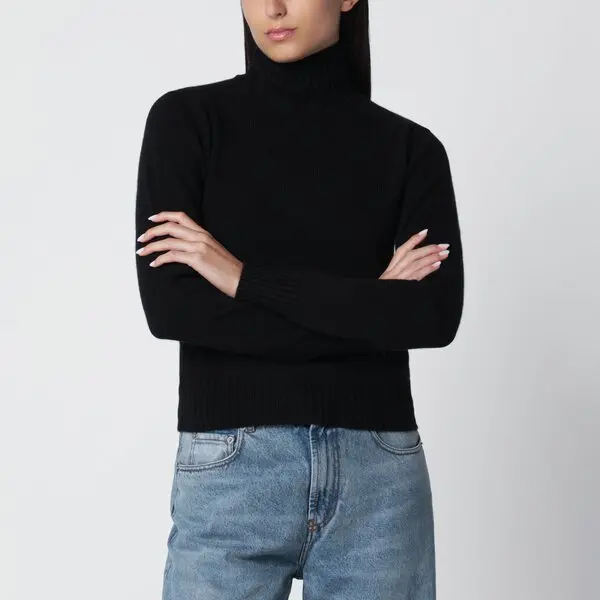 AMI Paris Turtleneck Jumper In Cashmere And Wool - Black