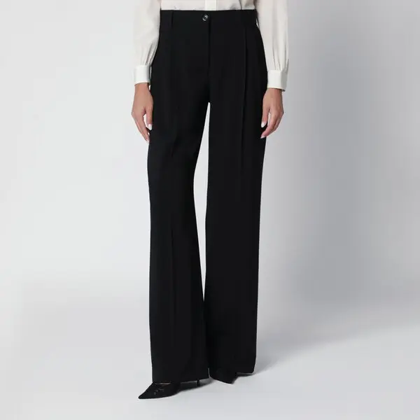 Dolce & Gabbana Double Pinch Virgin Wool Trousers - Black
