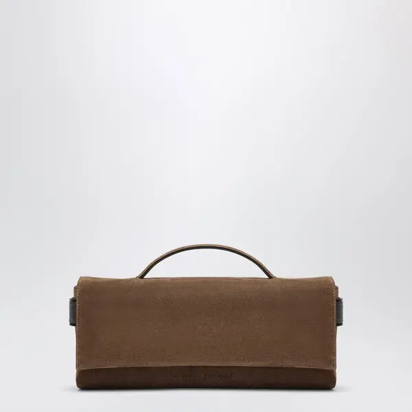 Brunello Cucinelli Essence Caramel Suede Clutch Bag - Brown