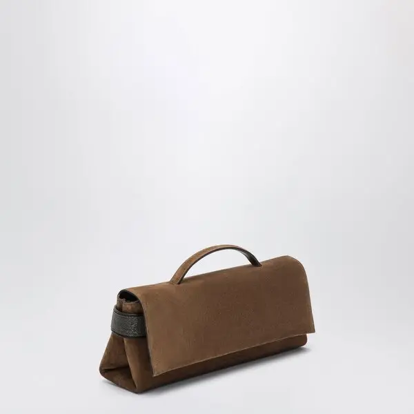 Brunello Cucinelli Essence Caramel Suede Clutch Bag