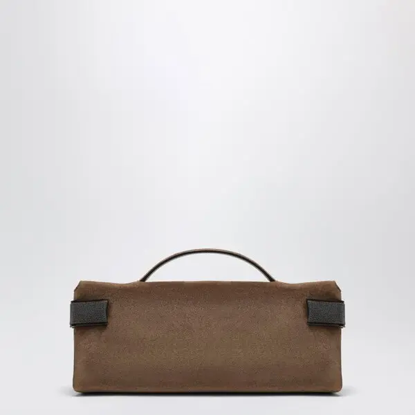 Brunello Cucinelli Essence Caramel Suede Clutch Bag