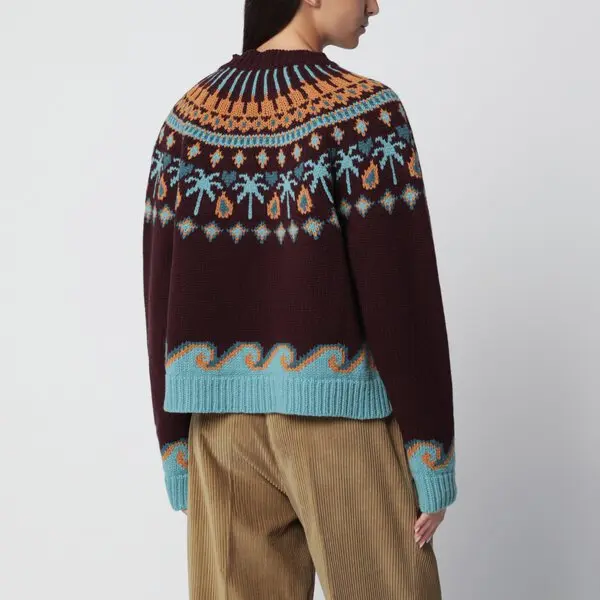 Alanui Sweet Winter Burgundy Virgin Wool Sweater