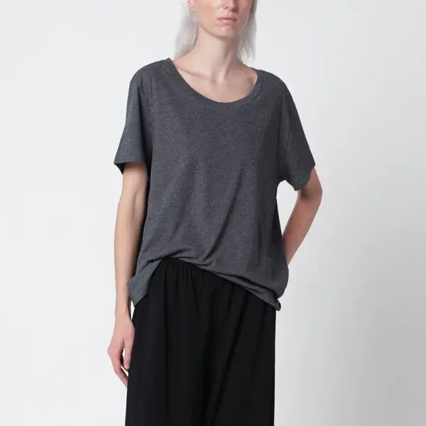 THE ROW Dera Charcoal Melange Cotton Jersey T-shirt