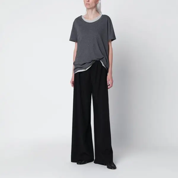 THE ROW Dera Charcoal Melange Cotton Jersey T-shirt