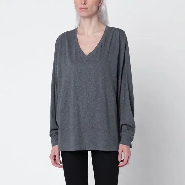 THE ROW Birket Charcoal Melange Cotton T-shirt - Grey