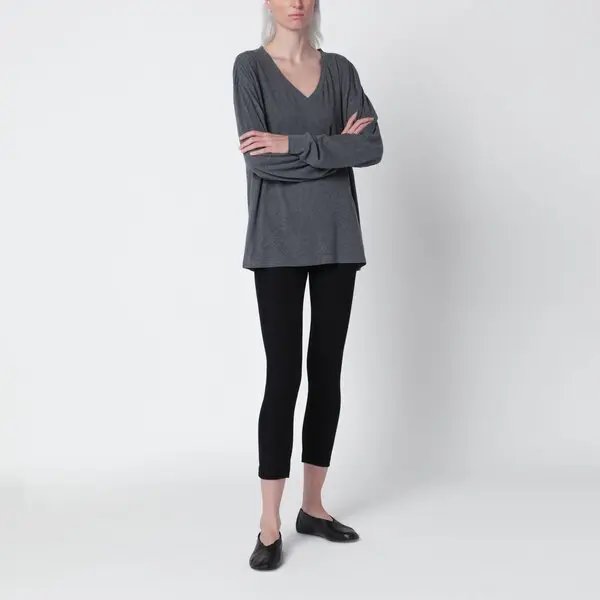 THE ROW Birket Charcoal Melange Cotton T-shirt
