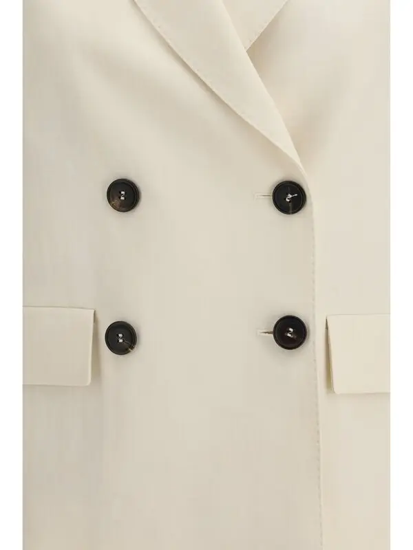 Brunello Cucinelli Fluid Twill Jacket In Viscose And Linen With Monile - Multicolor