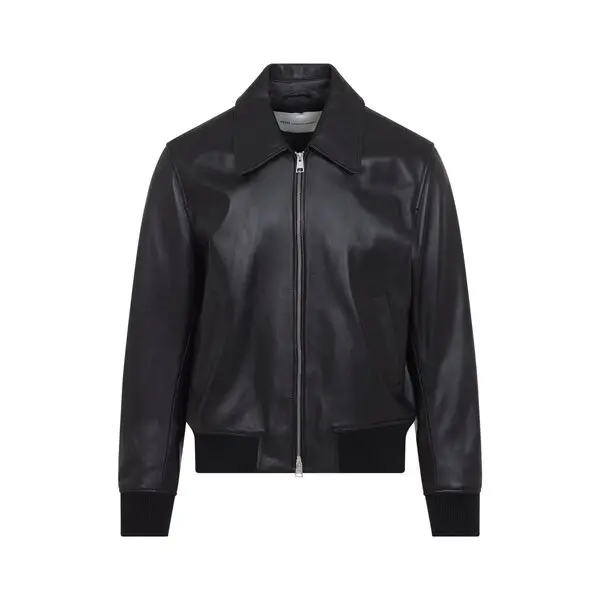 AMI Paris Zipped Leather Jacket