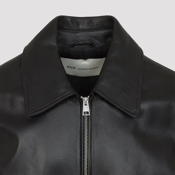 AMI Paris Zipped Leather Jacket