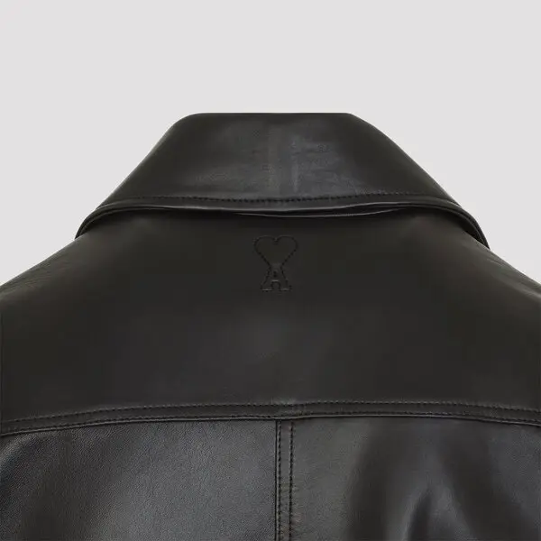 AMI Paris Zipped Leather Jacket