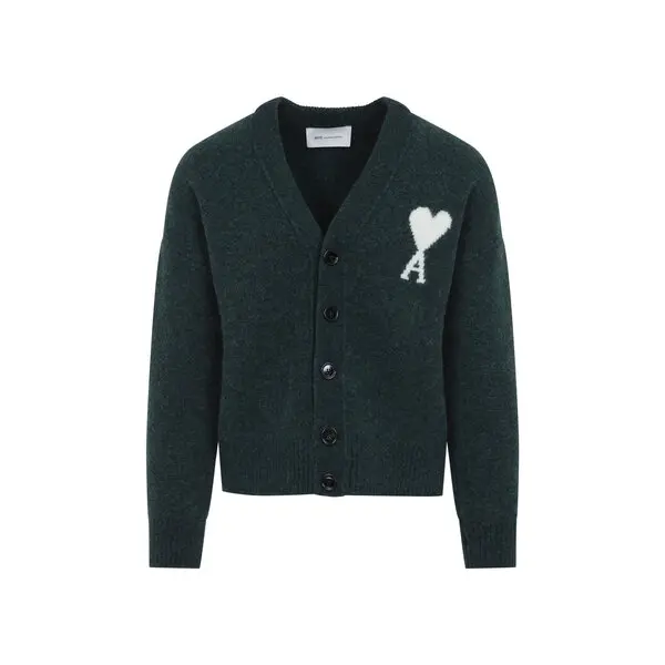 AMI Paris Adc Cardigan - Green