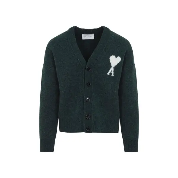 AMI Paris Adc Cardigan - Green