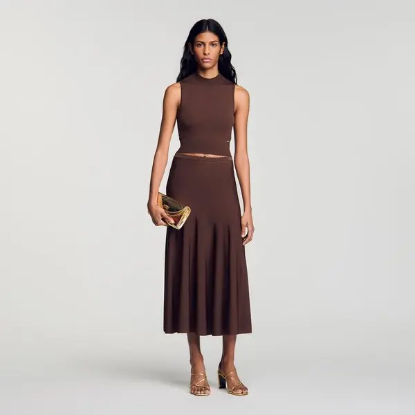 Sandro Fine Knit Cropped Shell Sweater
