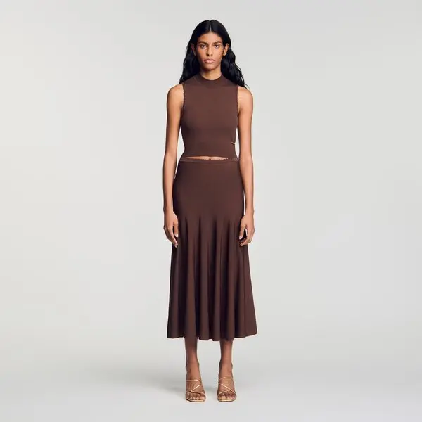 Sandro Fine Knit Cropped Shell Sweater