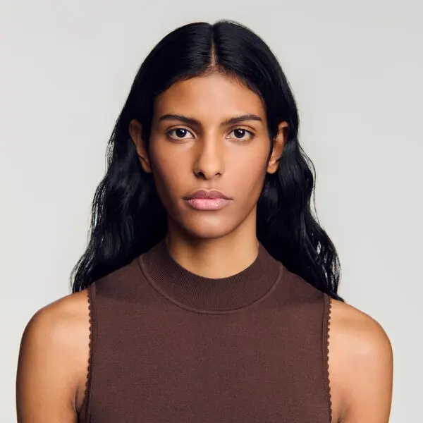 Sandro Fine Knit Cropped Shell Sweater