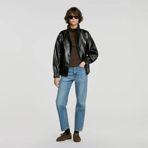 Sandro Smocked T-shirt With Ruffle Collar