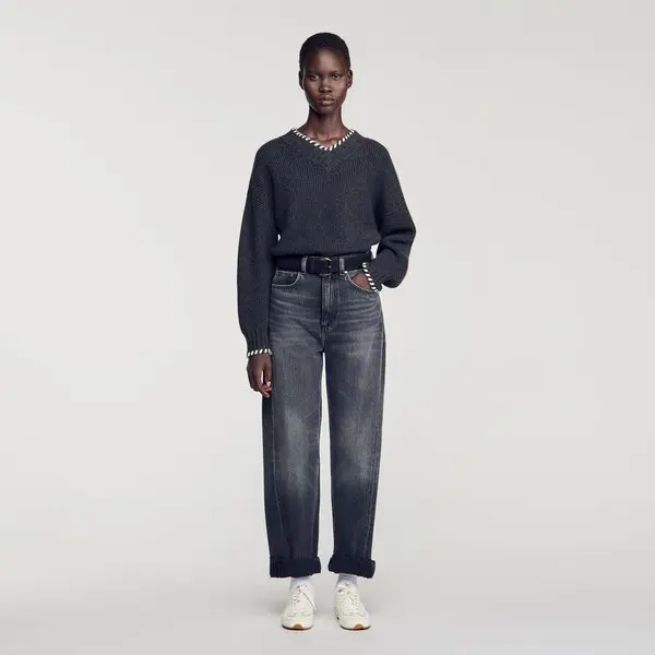 Sandro Braided V-neck Sweater