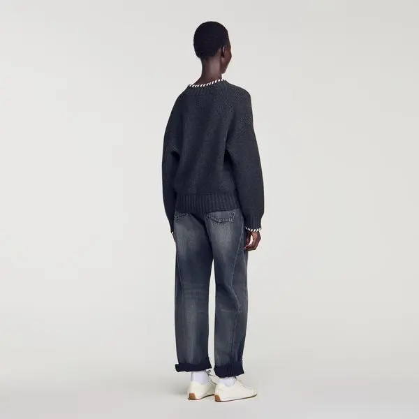 Sandro Braided V-neck Sweater