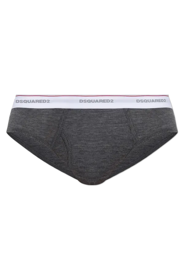 Dsquared2 Wool Briefs With Logo - Grey