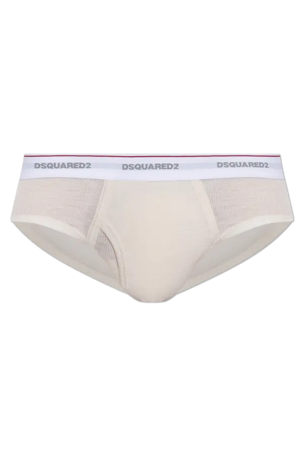 Dsquared2 Wool Briefs With Logo - Cream