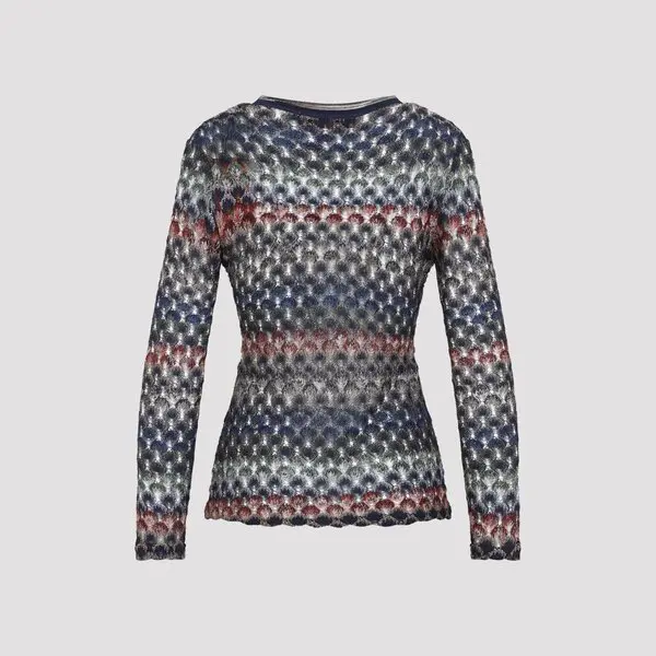 Missoni Metallic Striped Openwork Knit Sweater - Multicolor