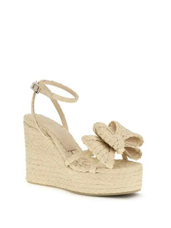 Mach & Mach Le Cadeau Raffia Wedge Sandals