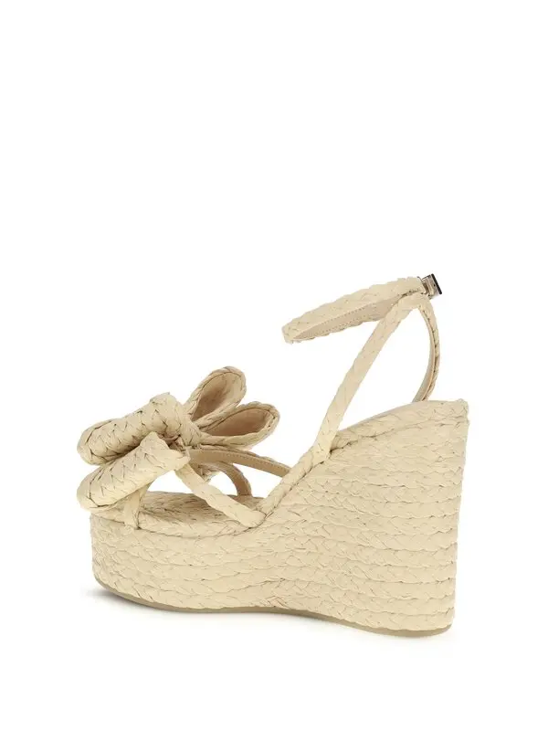 Mach & Mach Le Cadeau Raffia Wedge Sandals