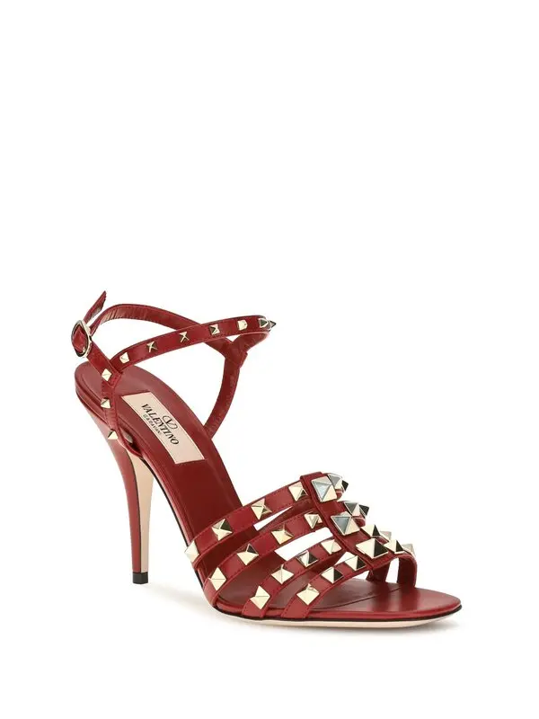 Valentino Garavani Rockstud Kidskin Sandals - Red