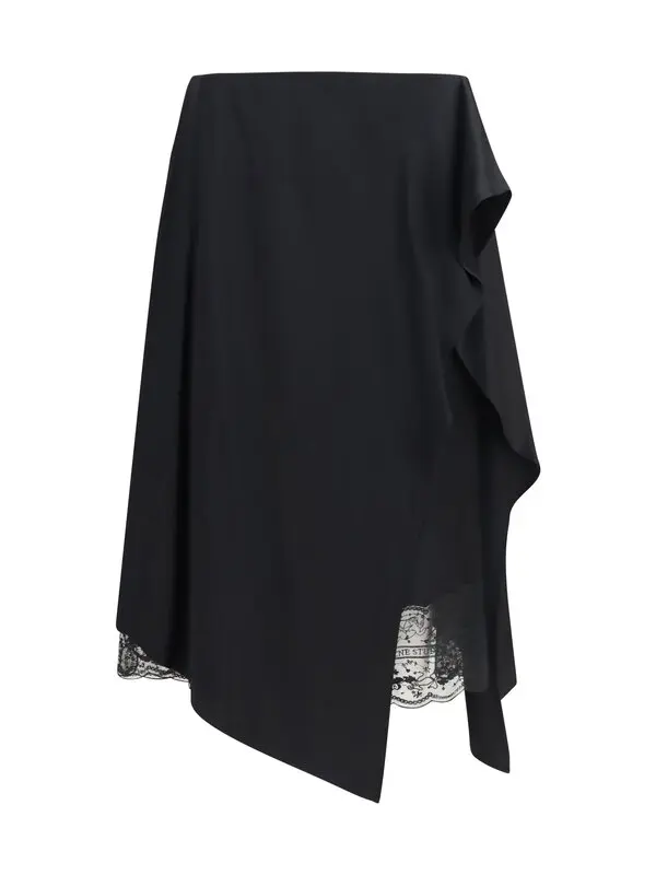 Acne Studios Layered Satin Skirt With Lace Details - Black