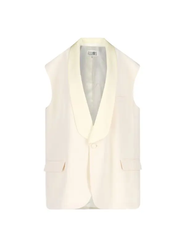 MAISON MARGIELA Virgin Wool Blend Vest Jacket - Cream