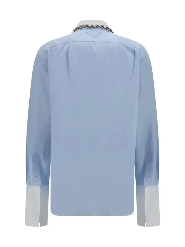 Prada Jewel-embellished Collar Shirt - Blue