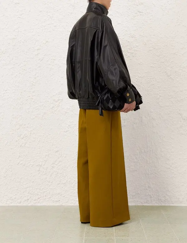Zimmermann Valiant Leather Bomber Jacket - Black