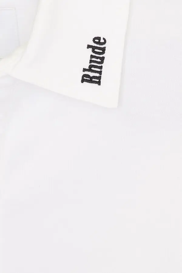 Rhude Short Sleeve Jersey Polo Shirt - White