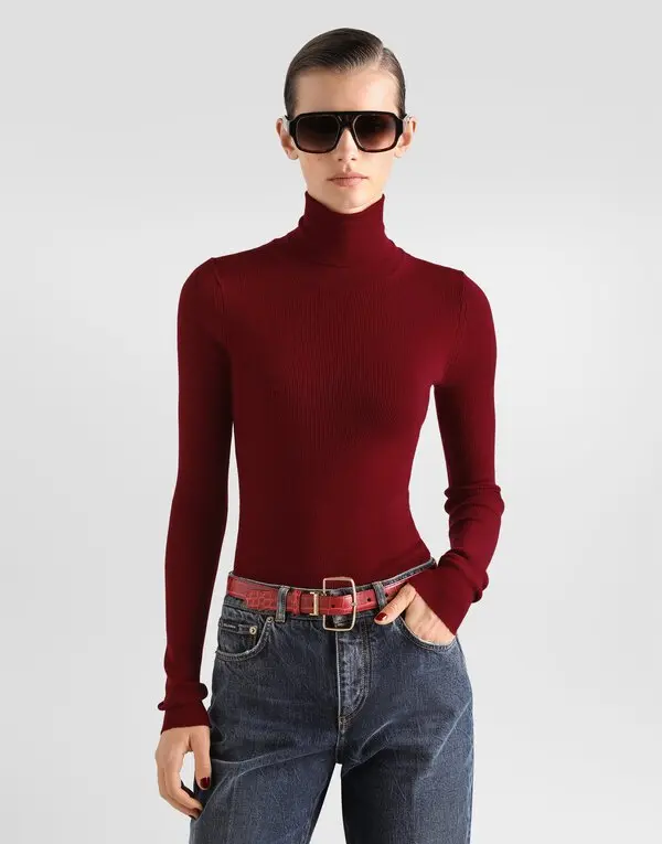 Dolce & Gabbana Ribbed Cashmere Turtleneck Pullover