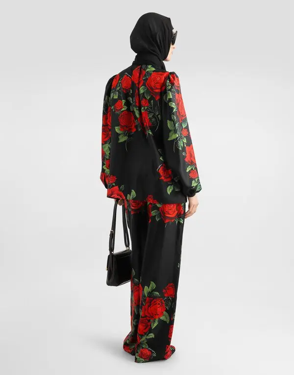 Dolce & Gabbana Rose-print Silk Shirt