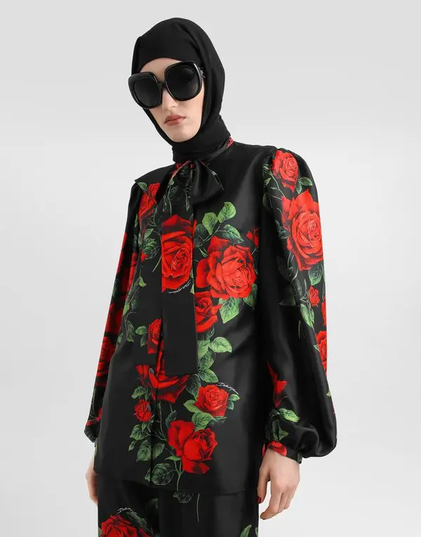 Dolce & Gabbana Rose-print Silk Shirt
