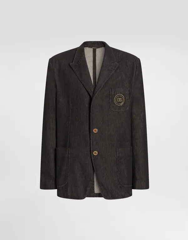 Dolce & Gabbana Single-breasted Portofino Denim Jacket With Patch - Multicolor
