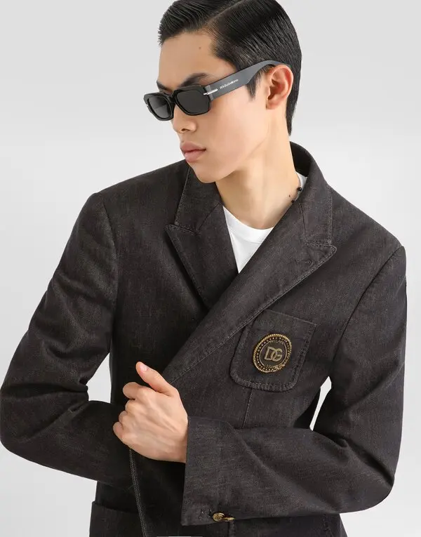 Dolce & Gabbana Single-breasted Portofino Denim Jacket With Patch