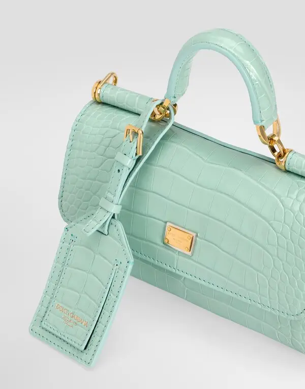 Dolce & Gabbana Mini My Sicily Handbag In Alligator - Azure