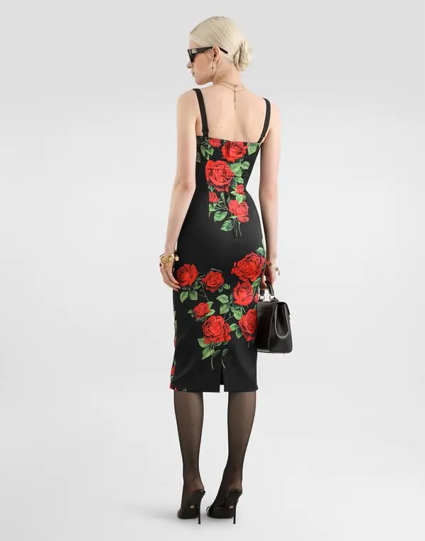 Dolce & Gabbana Rose-print Satin Dress