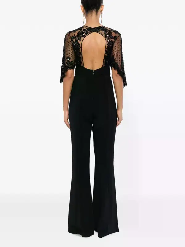 Zuhair Murad Lace-cape Embellished Jumpsuit - Black