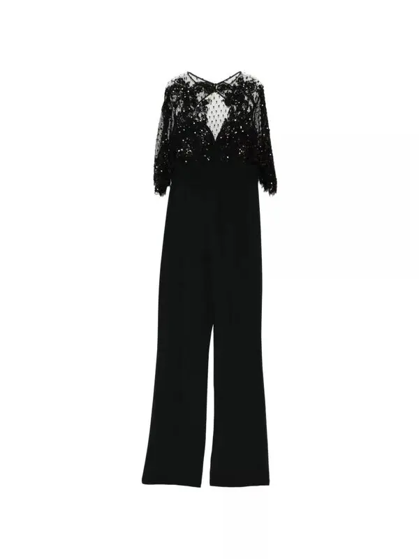 Zuhair Murad Embellished Lace-cape Jumpsuit - Black