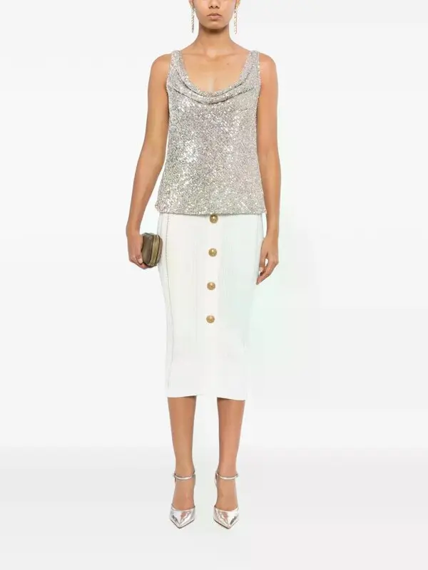 Naeem Khan Sequin-embellished Top - Silver