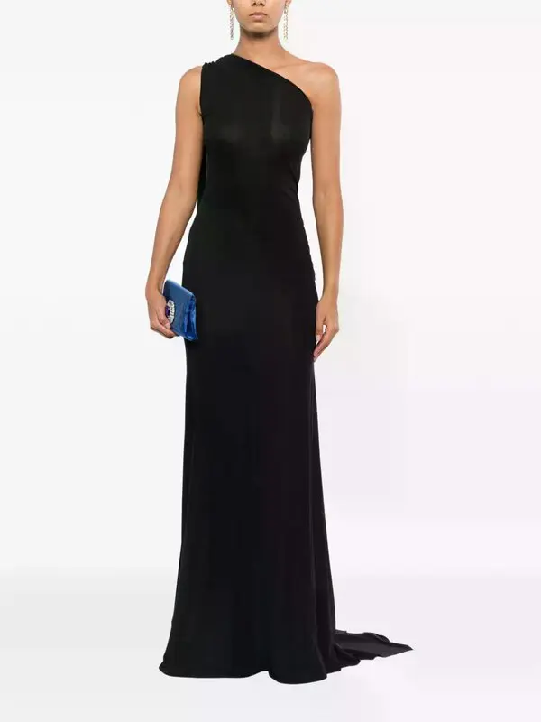 Naeem Khan One-shoulder Cape-detail Gown