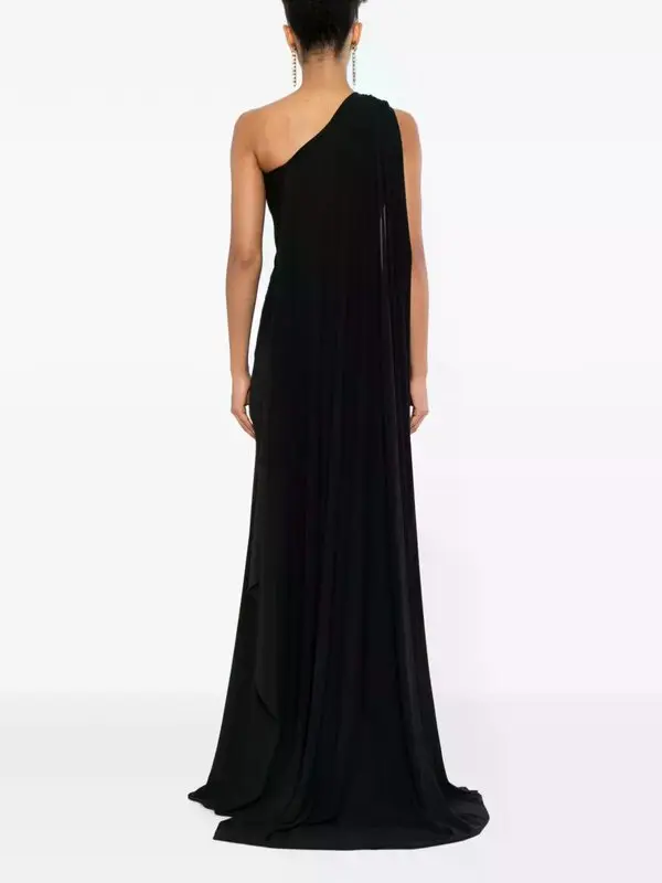 Naeem Khan One-shoulder Cape-detail Gown