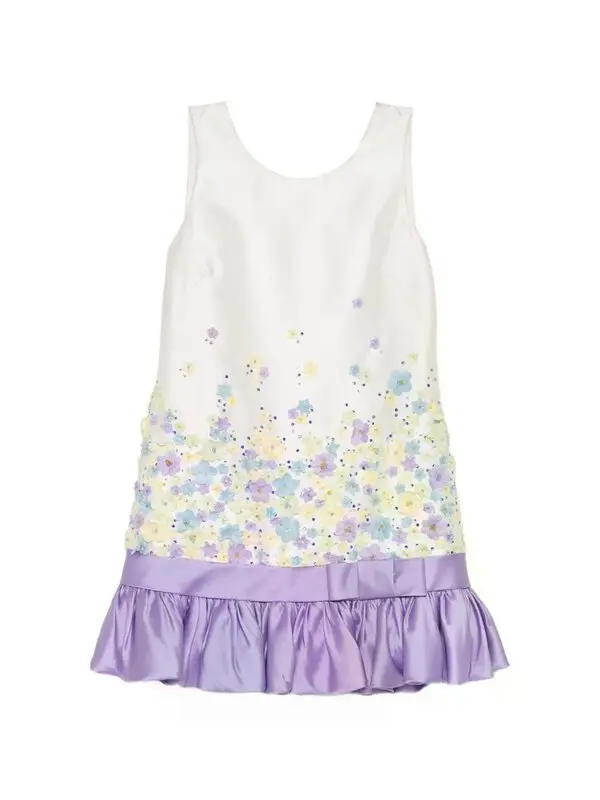 Viktor & Rolf Floral-appliqué Ruffled Dress - White
