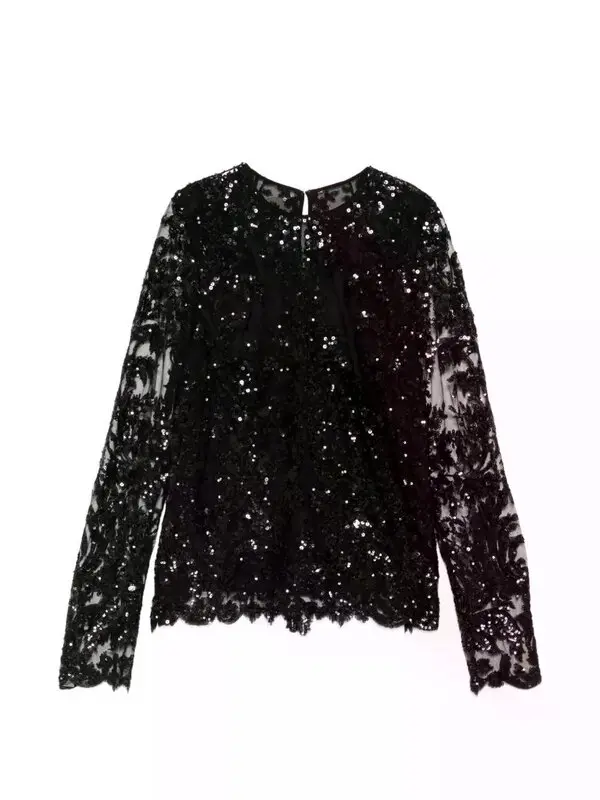 Naeem Khan Sequin-embellished Long-sleeve Top