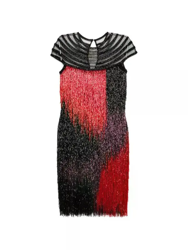 Naeem Khan Layered Fringe Dress - Black